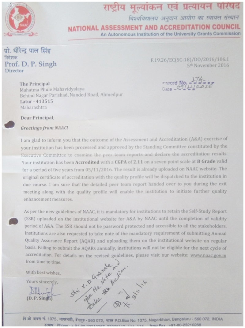 SSR Report – Mahatma Phule Mahavidyalaya, Ahmedpur